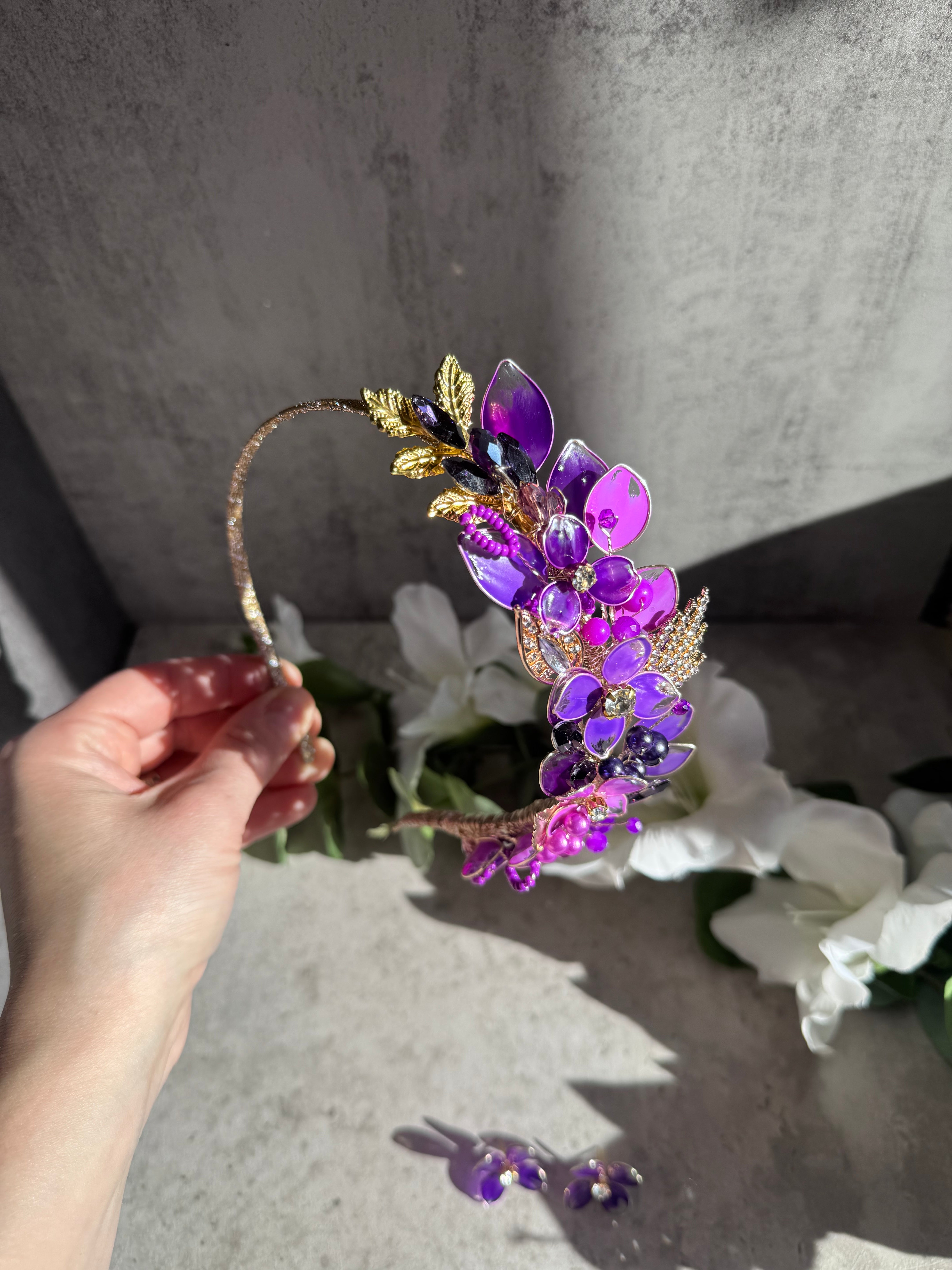 Purple side headpiece – The Blooming Crown